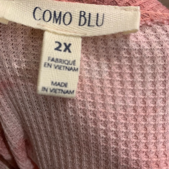 Como Blu | Tops | Como Blu Pink Tiedye Waffle Knit Blouse Size 2x ...
